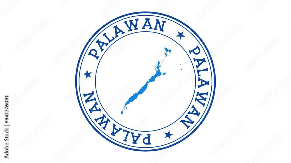 Palawan intro. Badge with the circular name and map of island. Palawan ...