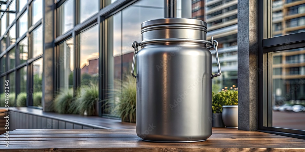 Industrial Steel Urbanism: Gray jar with exposed metal elements ...