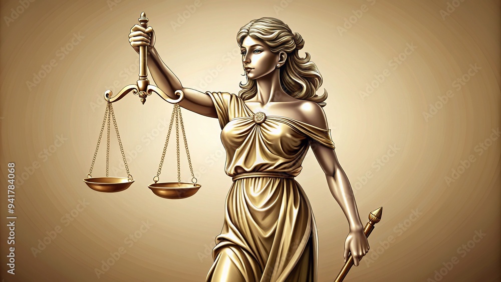 A precise vector illustration of the symbolic Lady Justice statue ...