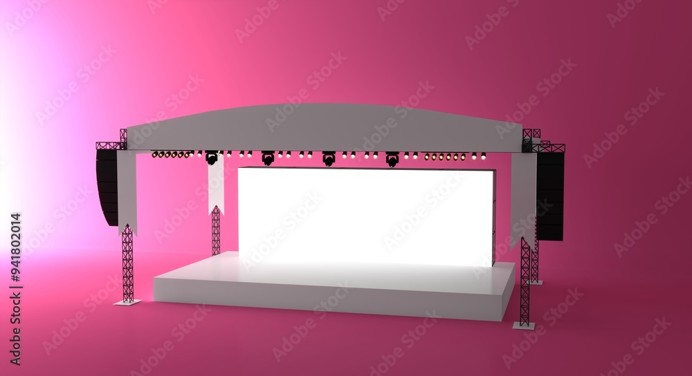 Stage rigging truss system with blank backdrop concert performance ...