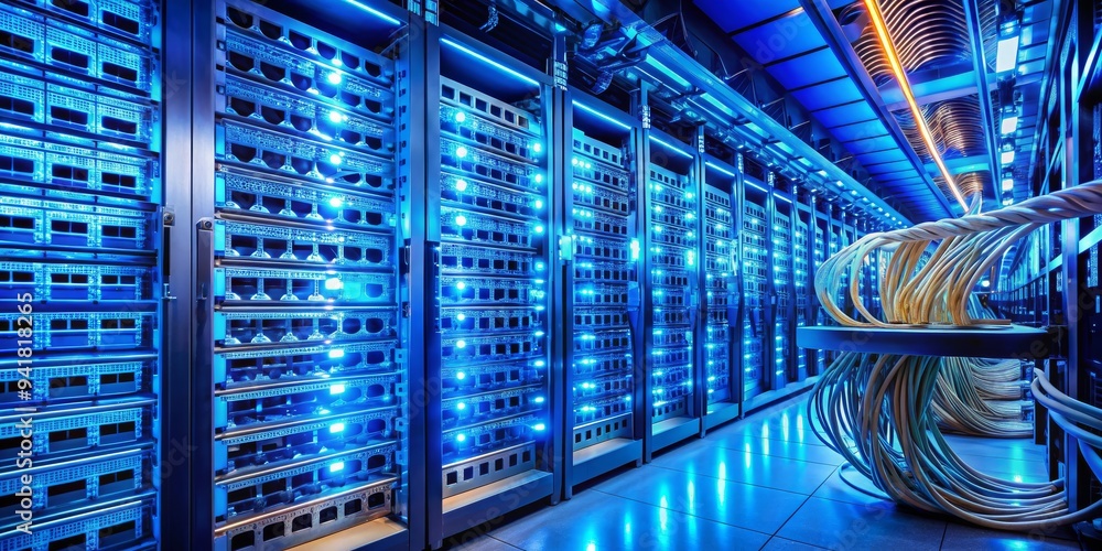 Data Center Server Racks and Cables, Data Center, Server Rack, Network ...