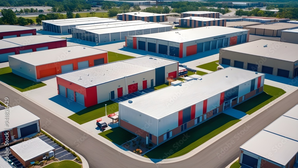 Storage Facility Selection: High-resolution aerial view of multiple ...