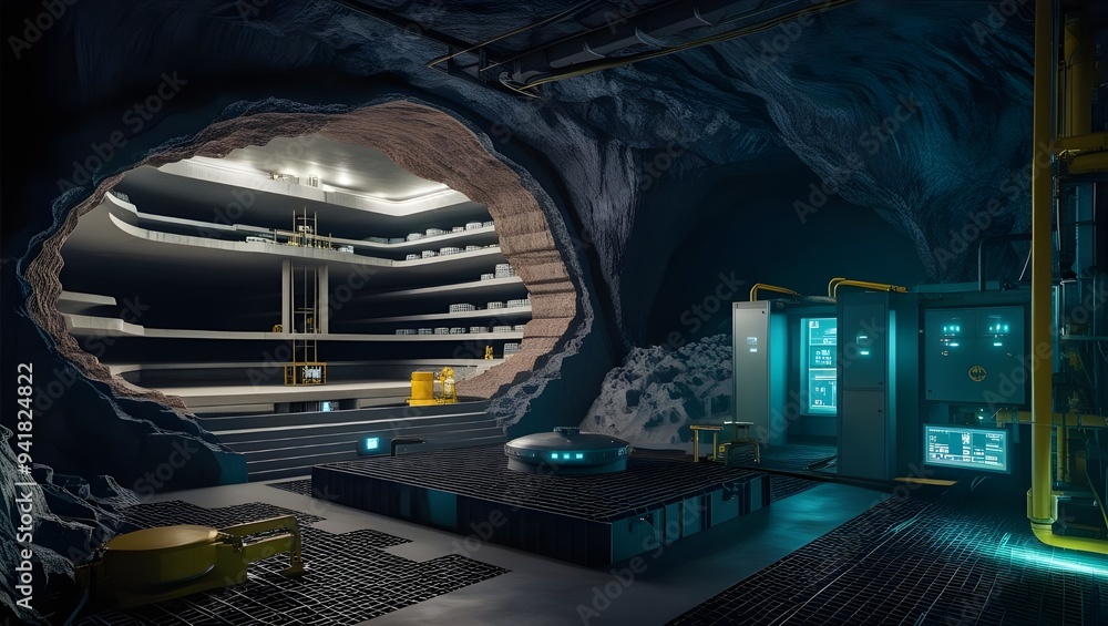 Carbon Storage Underground Facility, A hyper-realistic depiction of an ...