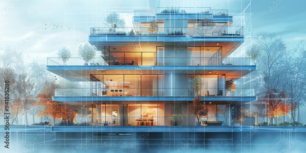 Creating a blueprint for a smart building design, producing an ...