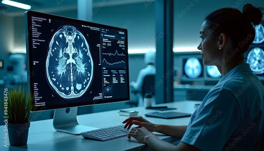 A high-resolution display showcasing medical imaging, providing ...
