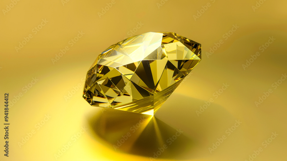 Golden Radiance: A flawless yellow diamond sparkles on a golden ...