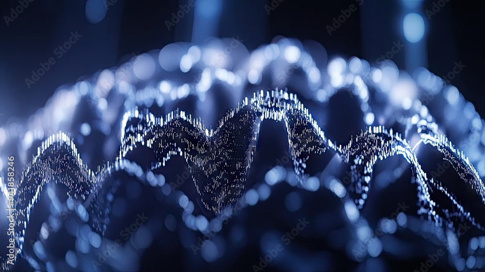 Detailed shot of a modern EEG device with electrical wave patterns ...