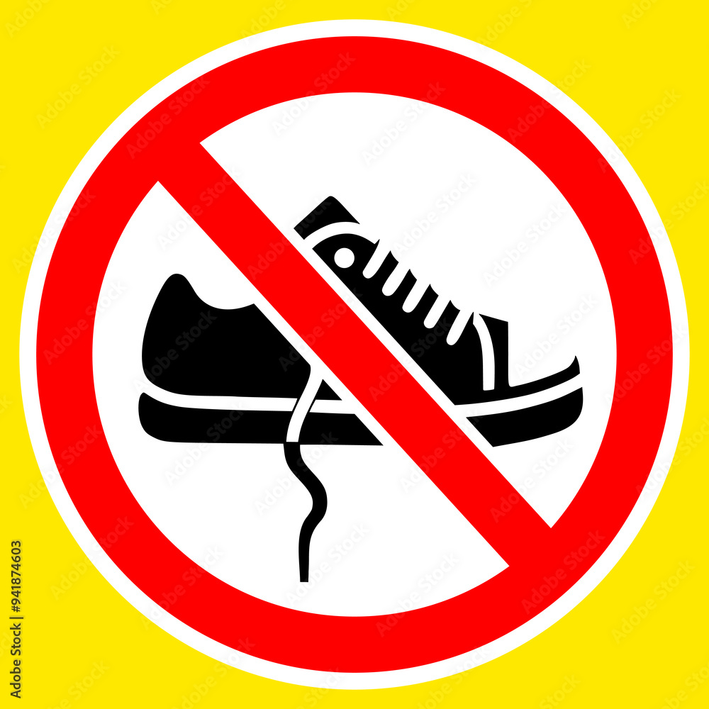 no shoe vector sign (eps). no shoes allowed vector warning sign. round ...