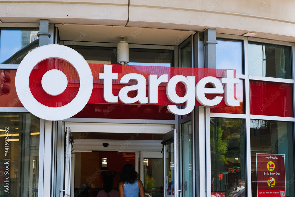 Massachusetts, USA - 7 August 2024. General view of Target logo signage ...