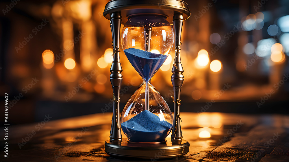 Realistic hourglass, transparent sand clock, time management, classic ...