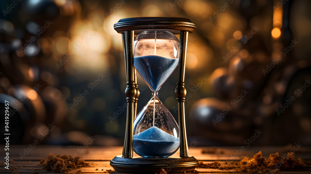 Realistic hourglass, transparent sand clock, time management, classic ...