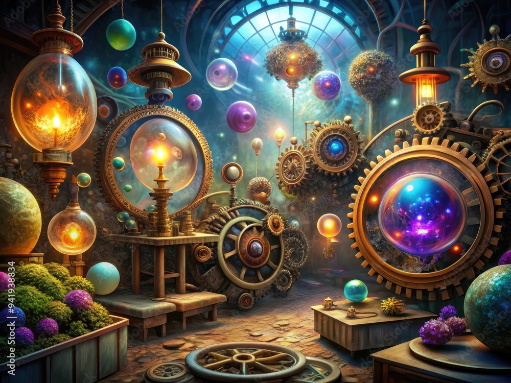 Surreal Toolset: Fantastical and unconventional tools, such as glowing ...