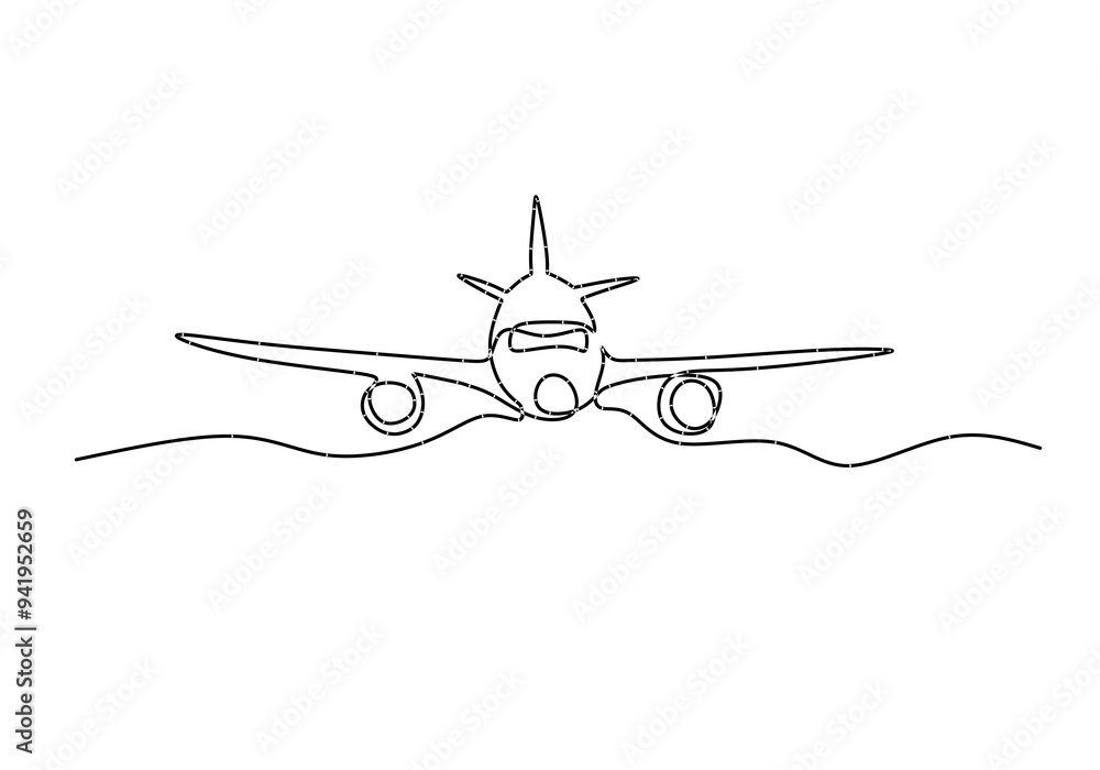 Minimalist Airplane Line Drawing. Single line sketch symbolizing world ...