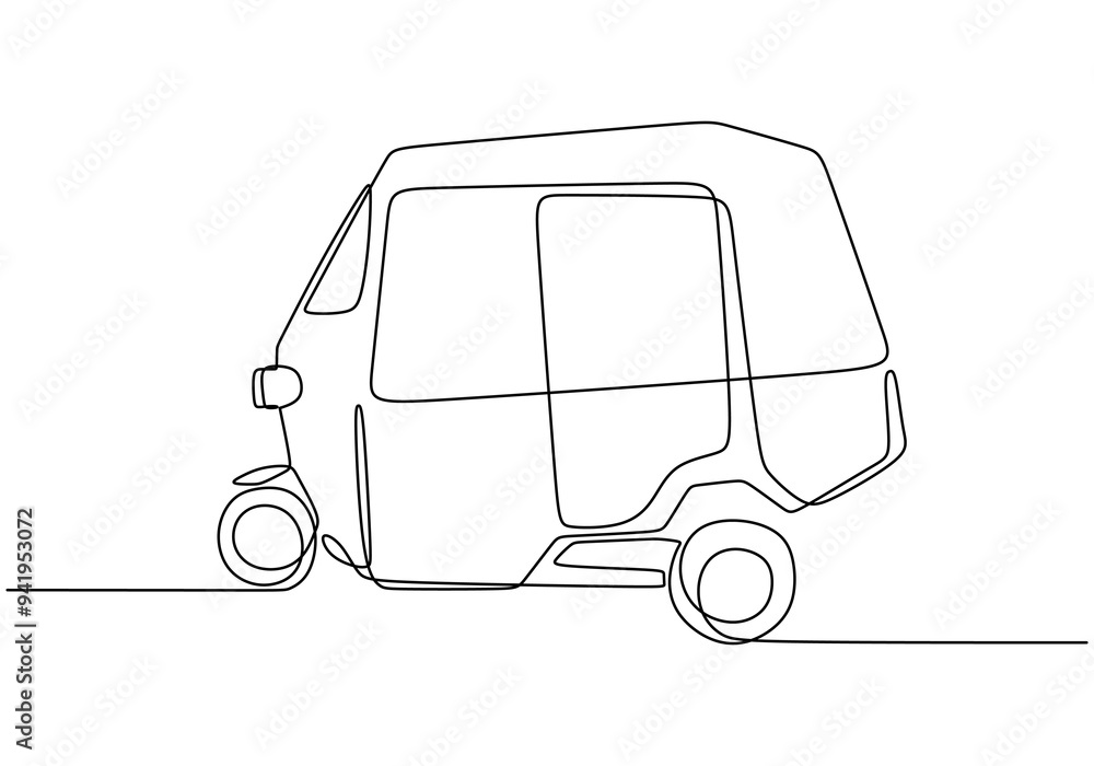 Bajaj Tuk Tuk Minimalist Line Art. Continuous line drawing of ...