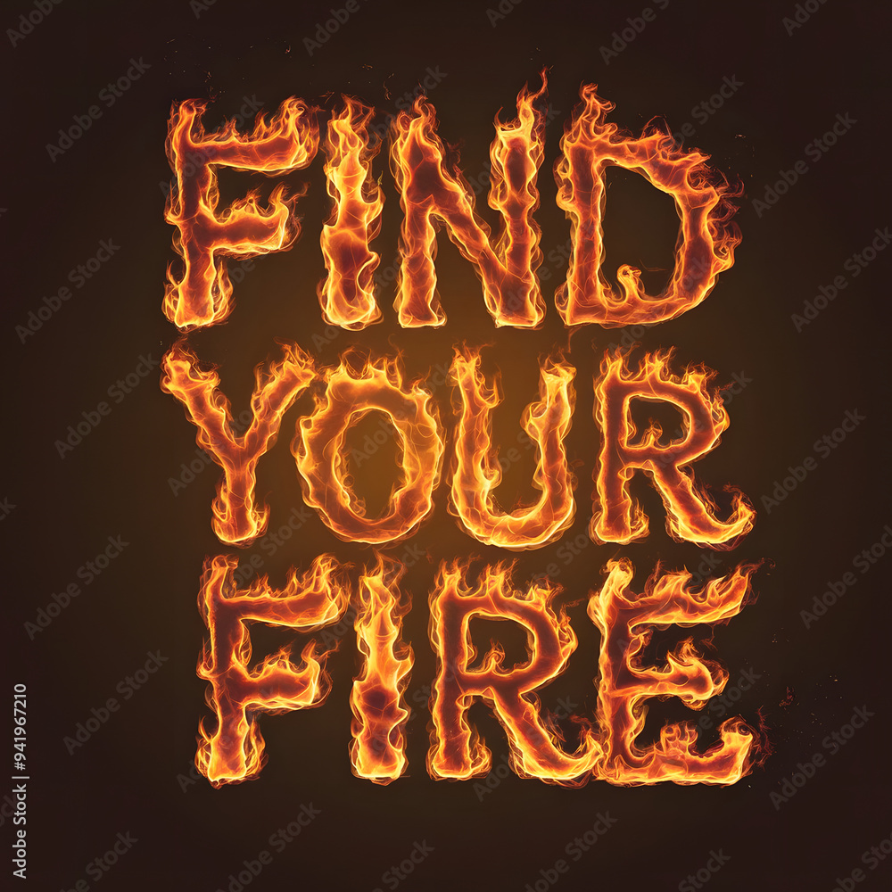 Find Your Fire - Fiery Text with Flames Twisting Around the Letters for ...