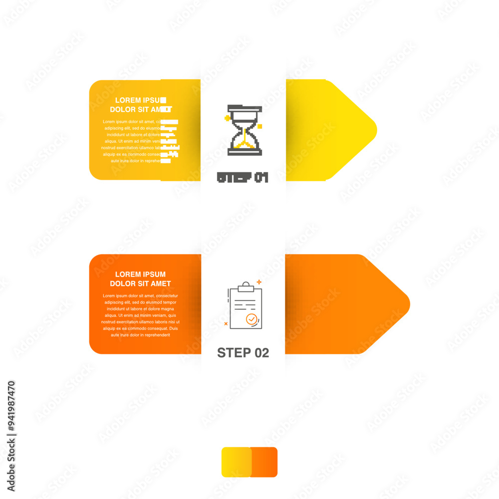 Business vector infographics. Informational table with 2 arrows, steps ...