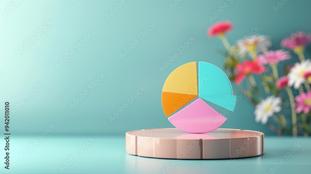 Elegant pie chart illustration, sophisticated data display, vivid color ...