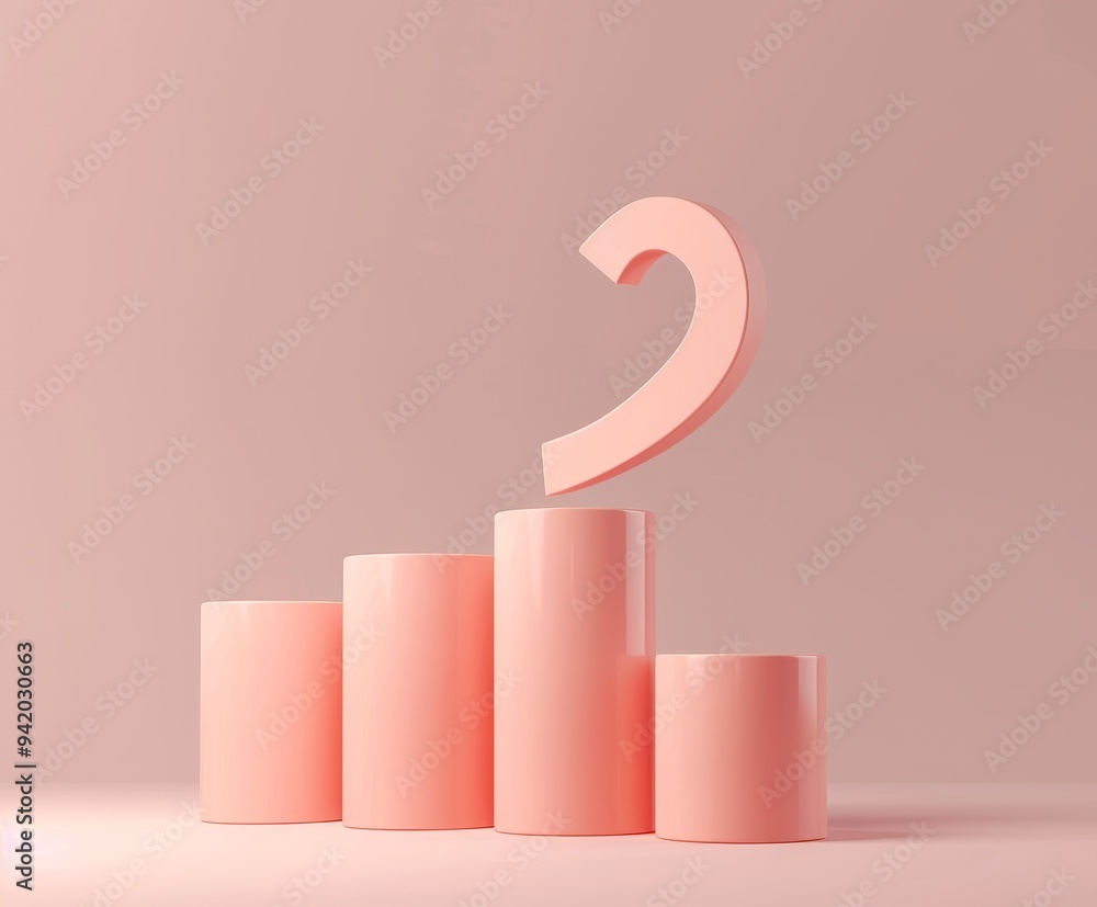 3D Bar Graph Depicting Growth with Last Bar Shaped Like a Question Mark ...