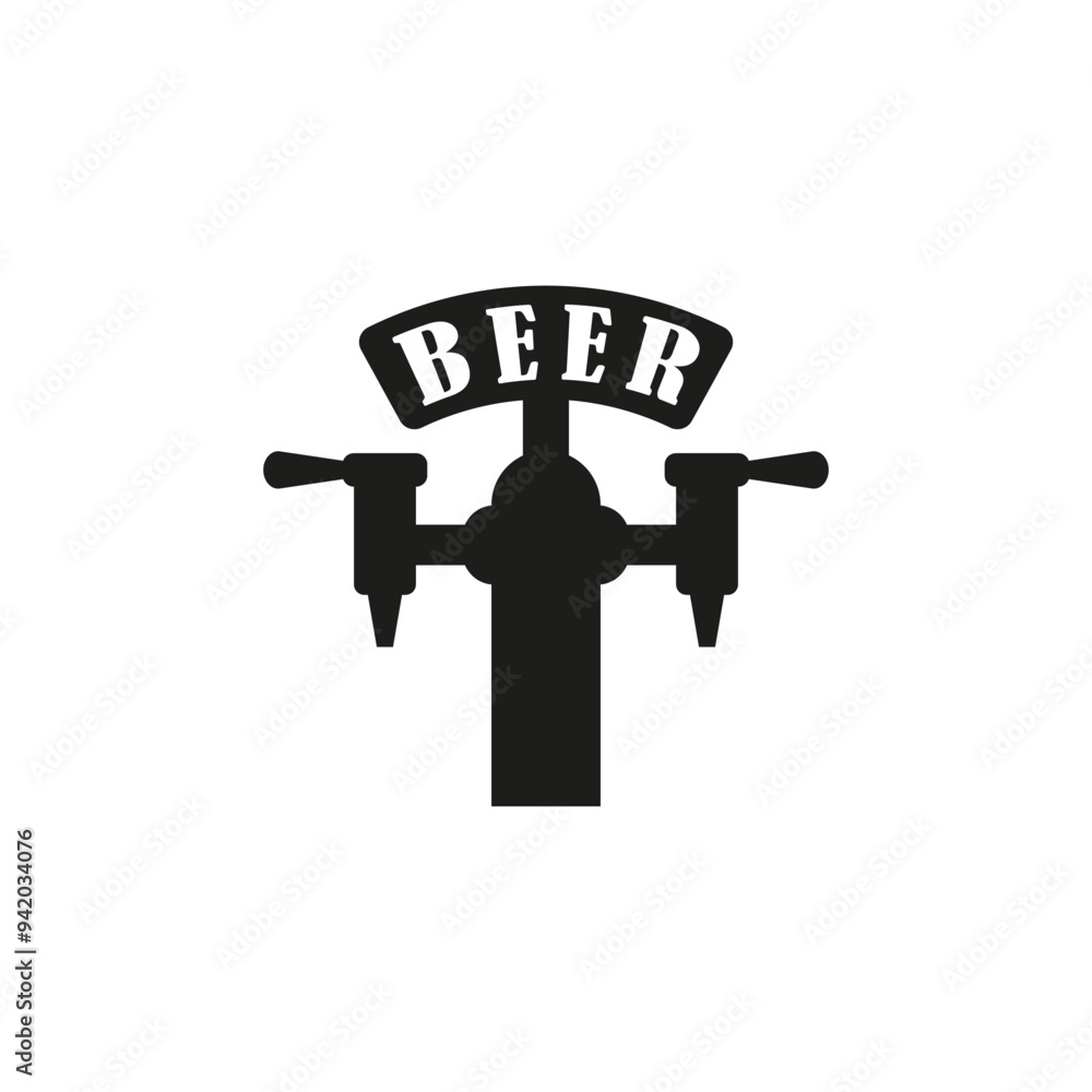 Beer pump silhouette with tap and handle. Vector illustration on white ...