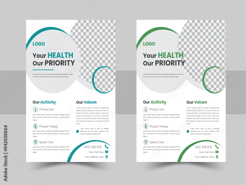 Modern Healthcare Flyer Template, Flyer Layout Design, A4 size vector ...