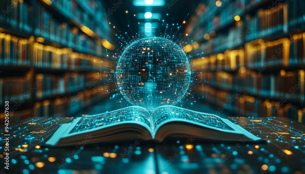 Artificial Intelligence in Document Analysis, portraying machine learning algorithms extracting ...