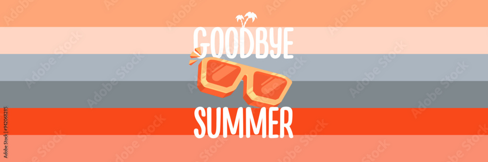 Super Goodbye summer vector banner with text and retro yellow ...