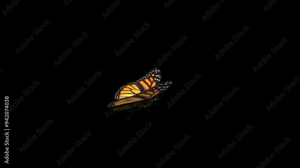 North American Monarch Butterfly - Flying Cycle Loop - Side Close Up ...