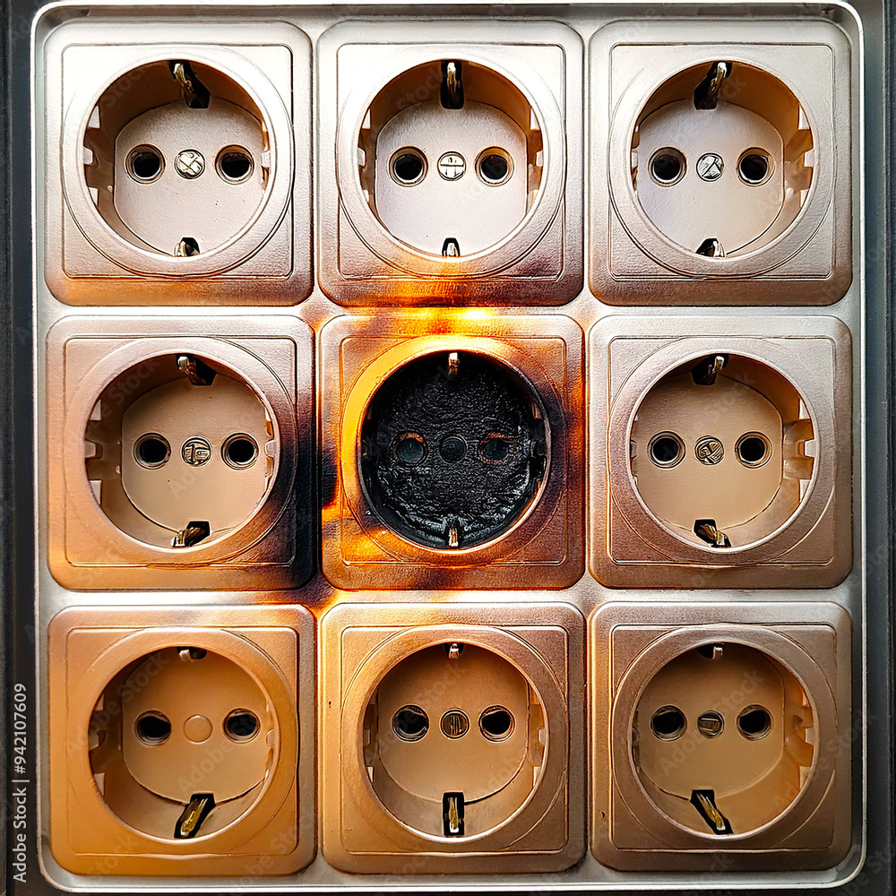 Occupational Burnout Concept Image. Burning Power Outlet - Short ...
