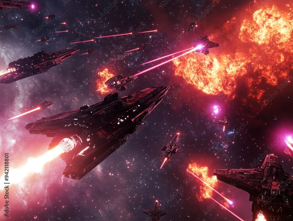 Epic 3D Animated Space Battle Featuring Futuristic Starships in Action ...