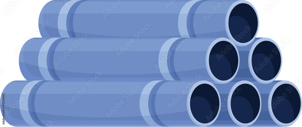 Stack of industrial blue water pipes lying on top of each other, ready ...