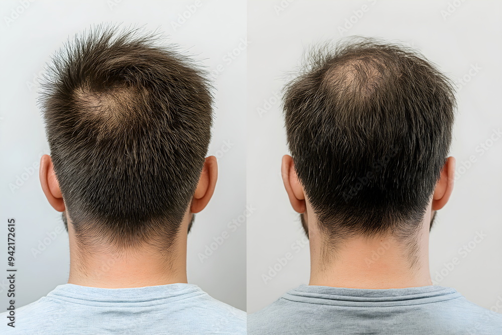 Male pattern baldness treatment: Before and after results showing ...