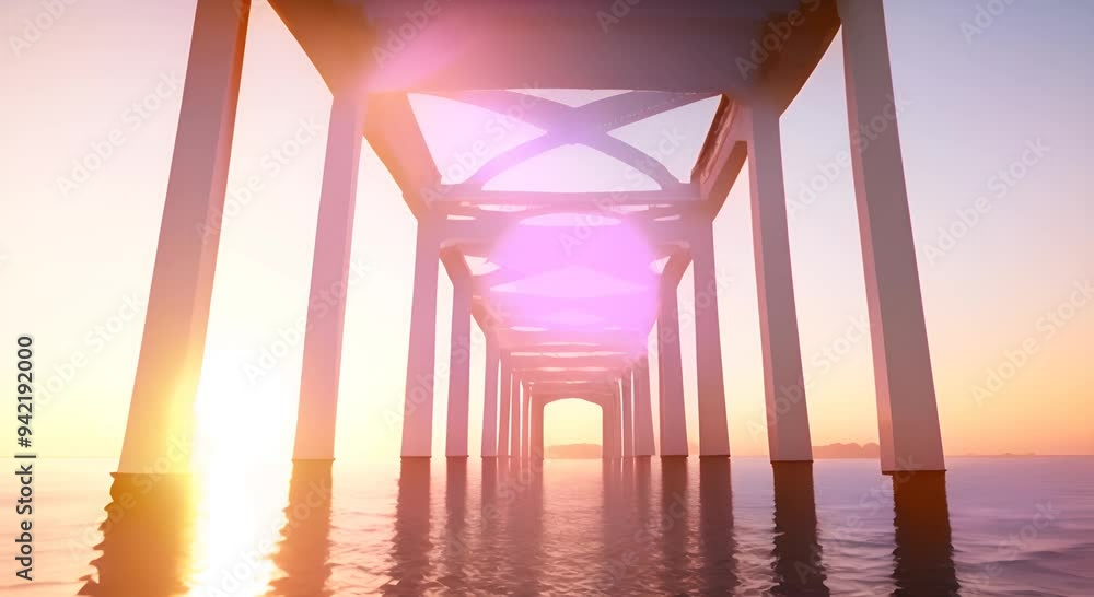 As the sun set the bridges geometric shape cast a striking shadow on ...