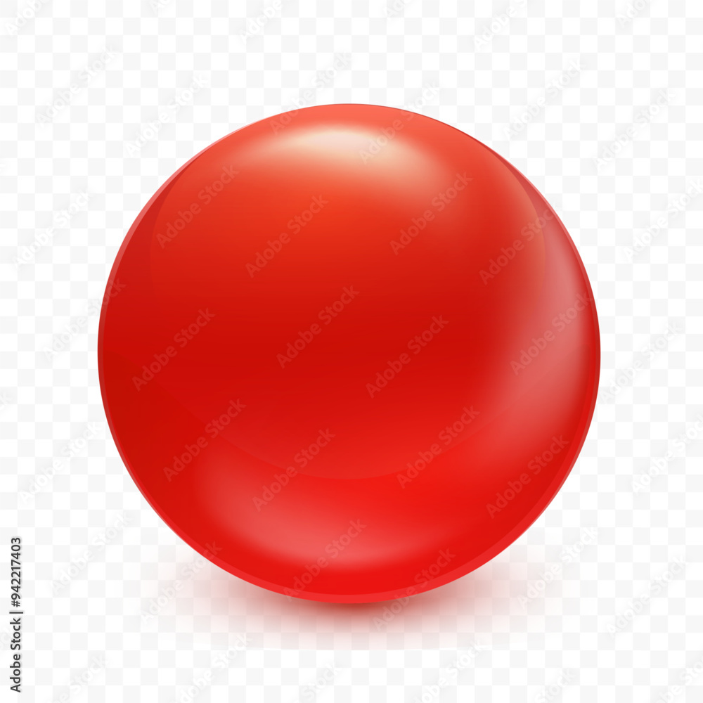 Red ball isolated on transparent background. Realistic 3d red sphere ...