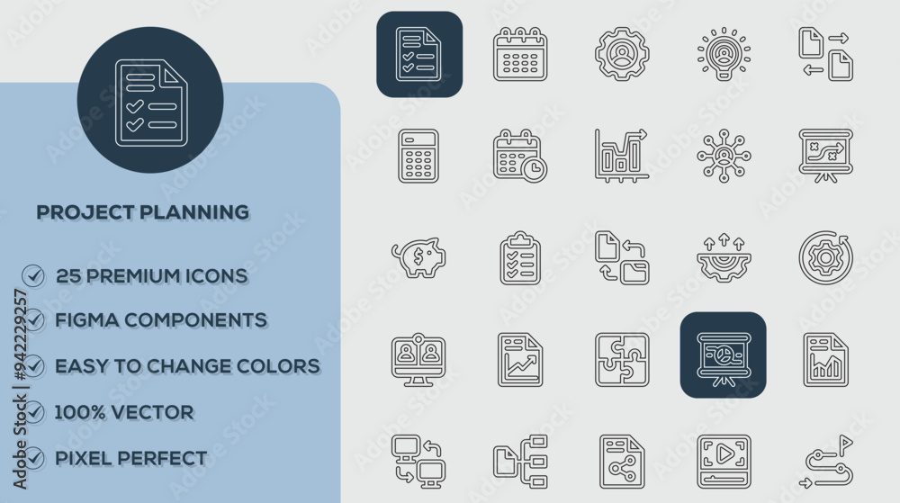 Product Planning Icons set. Vector illustration in modern thin line ...