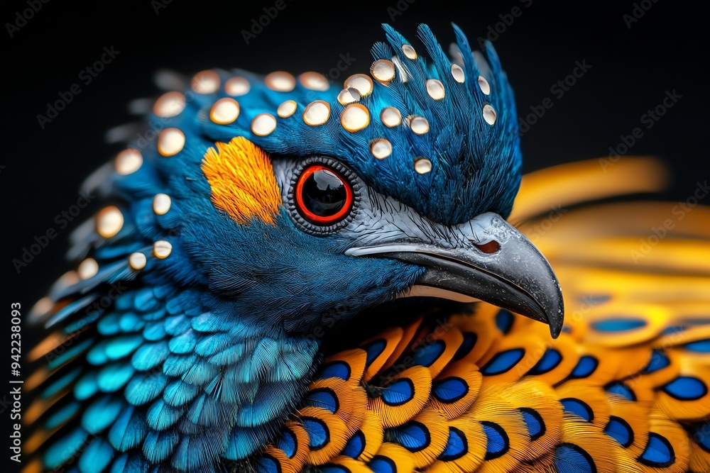 Beautiful birds with vibrant, colorful feathers captured in a close-up ...