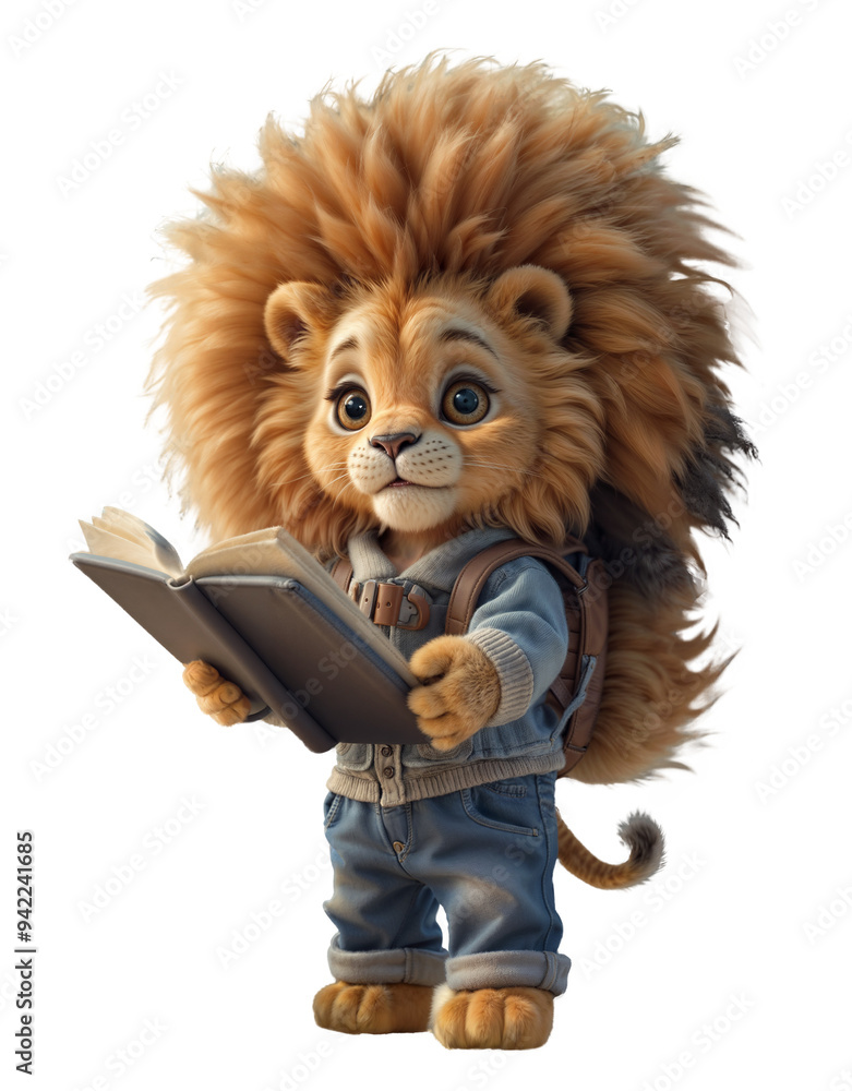 Cute Lion dressed for school isolated on transparent background png ...