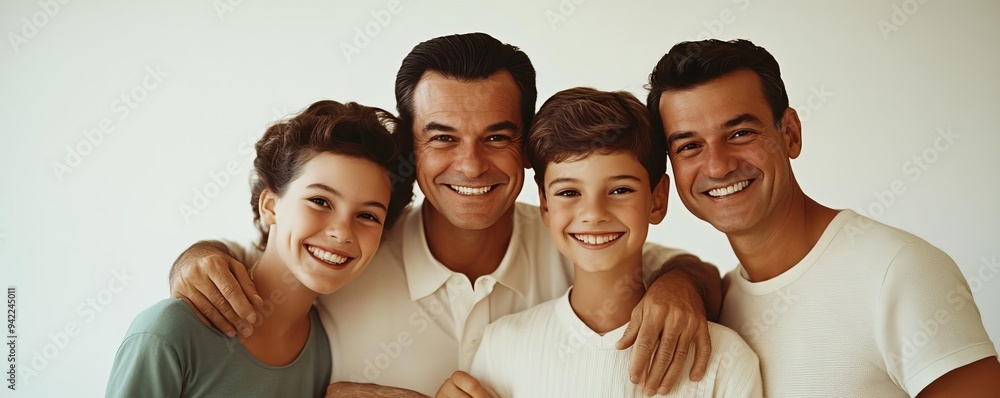 1950s family portrait with a washed-out film effect, vintage family ...