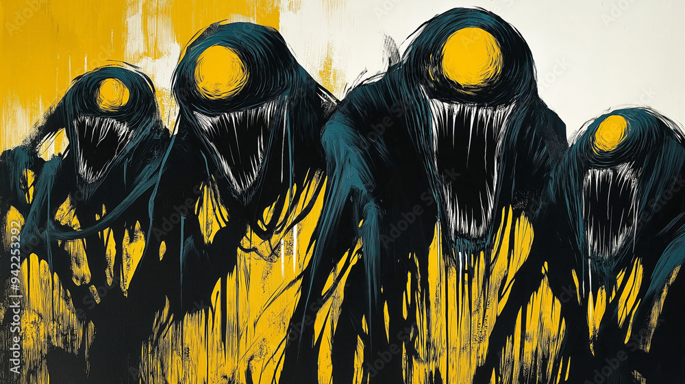 Terrifying Abstract Monsters with Gaping Mouths and Glowing Eyes in ...