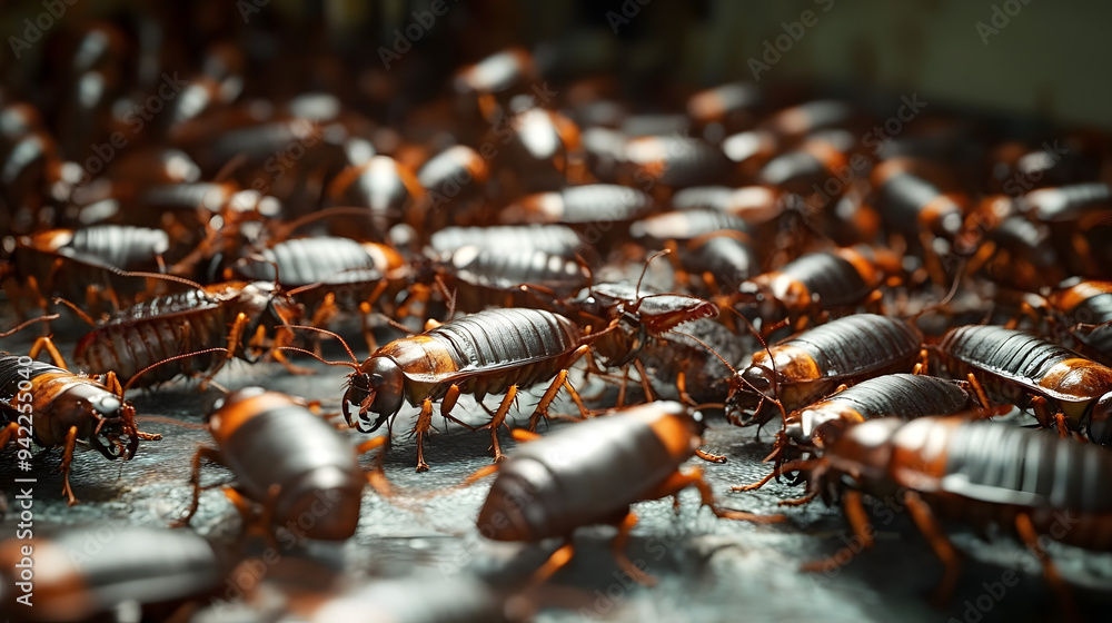 multitude of cockroaches invading a home. The sight of Germanic ...