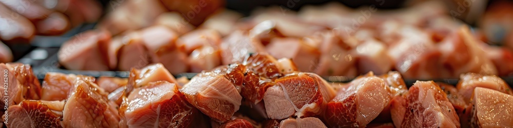 Chilled pork loin segments showcased in a retail setting, ideal for ...