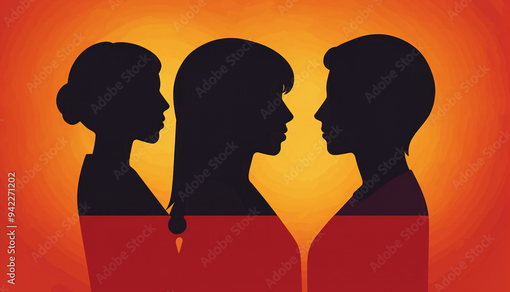 illustrative colorful artistic depiction of poly-amorous people who ...