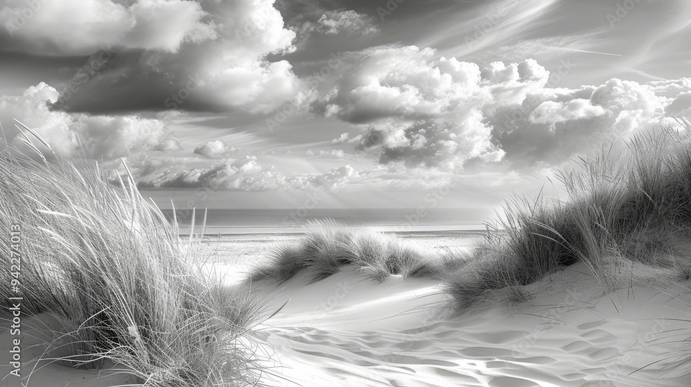 black and white photo of the dunes at stonch classic print with sand ...