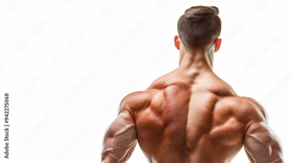 Muscular man flexing his back muscles, showcasing definition and ...