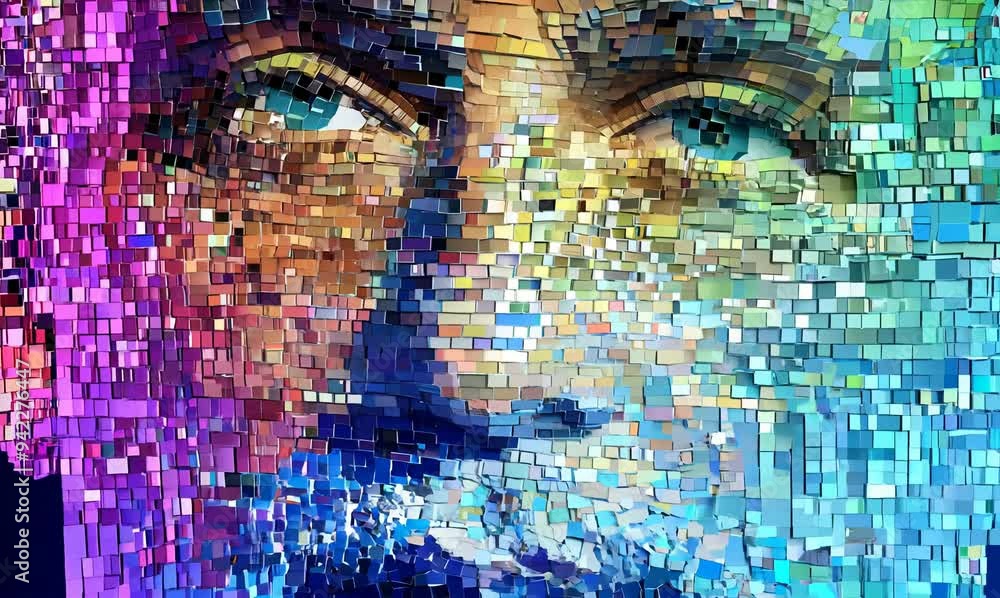 dynamic mosaic portrait revealing the complexity of human faces Stock ...