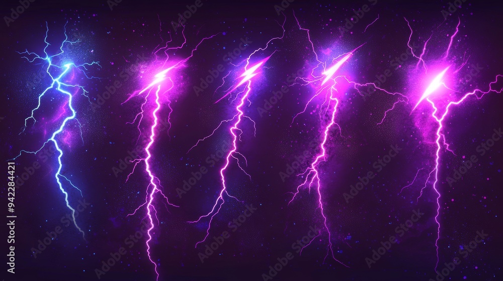 Lightning animation with animated frames. Modern illustration set of ...