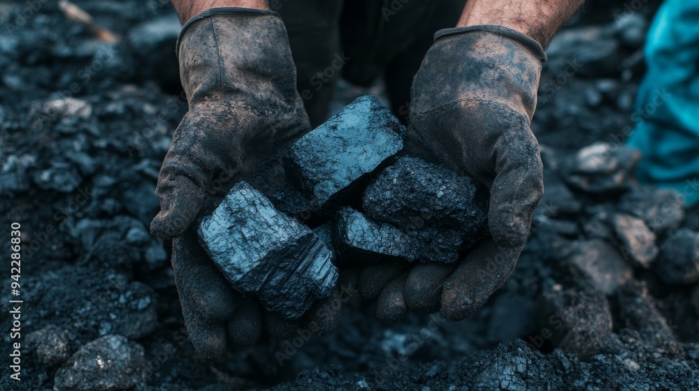 In this image, miners hold platinum, silver or rare earth minerals ...