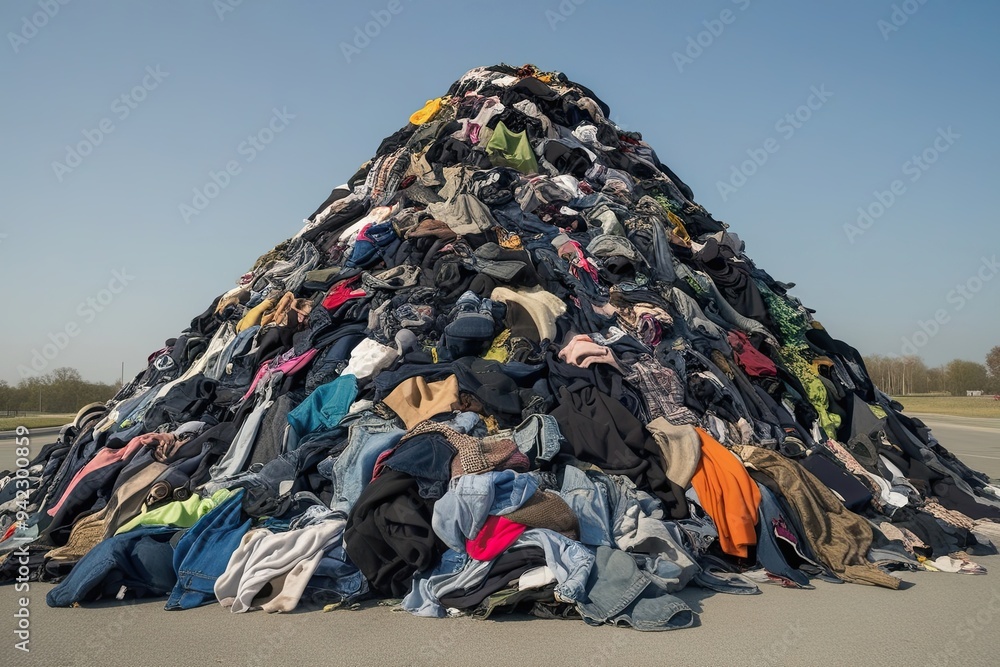 Massive Pile of Worn Clothing and Textiles Showcasing Fashion Waste and ...