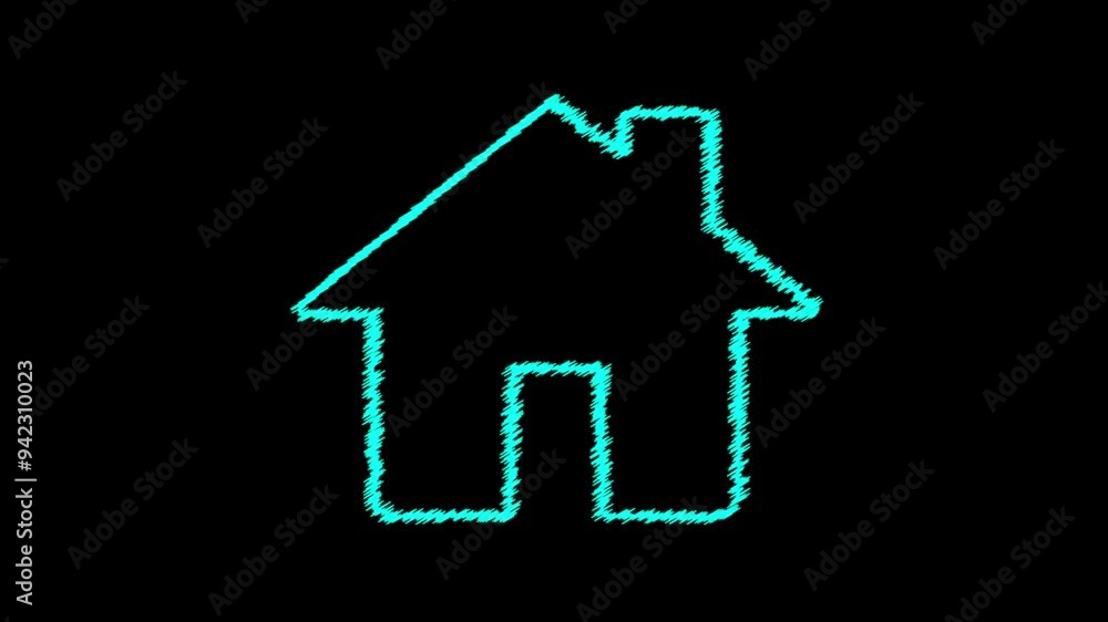 House Animated Icon appearing with Lines on black background. Property ...