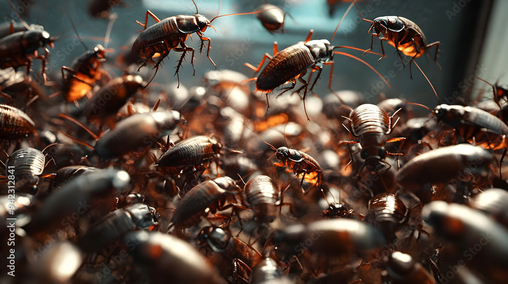 multitude of cockroaches invading a home. The sight of Germanic ...