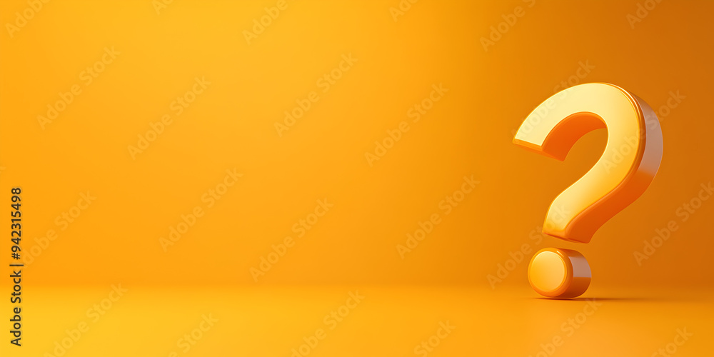 Orange question mark icon banner. Symbol of confusion on vibrant ...
